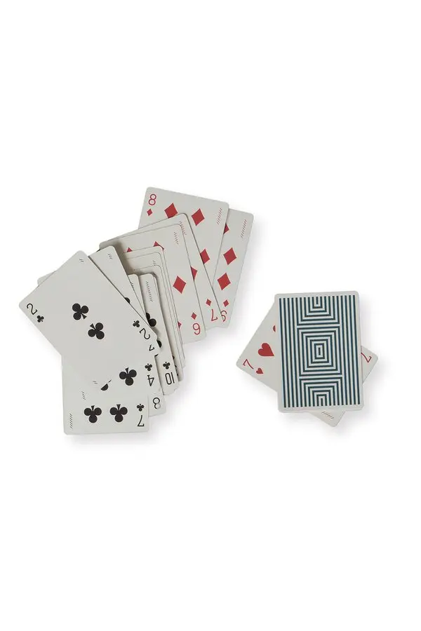 THROWING DOUBLES The Palmilla Leather Playing Card Set In Beige