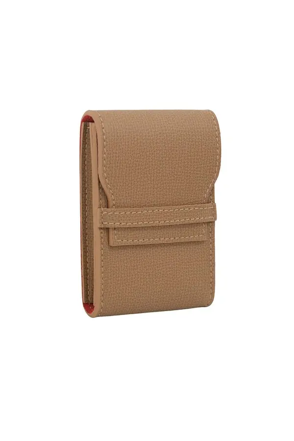 THROWING DOUBLES The Marrakesh Leather Playing Card Set In Beige - Beige & Red