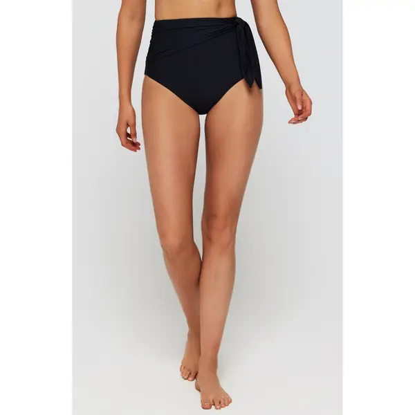 HERMOZA Genevieve Sash Tie High-waisted Bottoms - Black