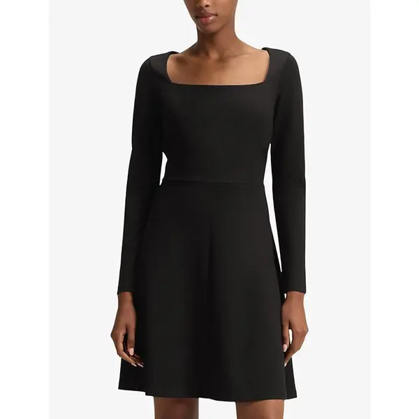 mini black sheer dress Black Square Neck Long Sleeve Puffball Mini Dress | Dresses main image 1
