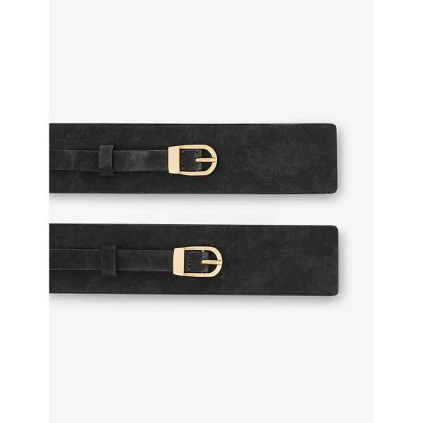 REISS Suede Double-buckle Belt