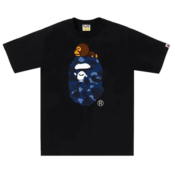 A BATHING APE Color Camo Milo On Big Ape Tee - Black