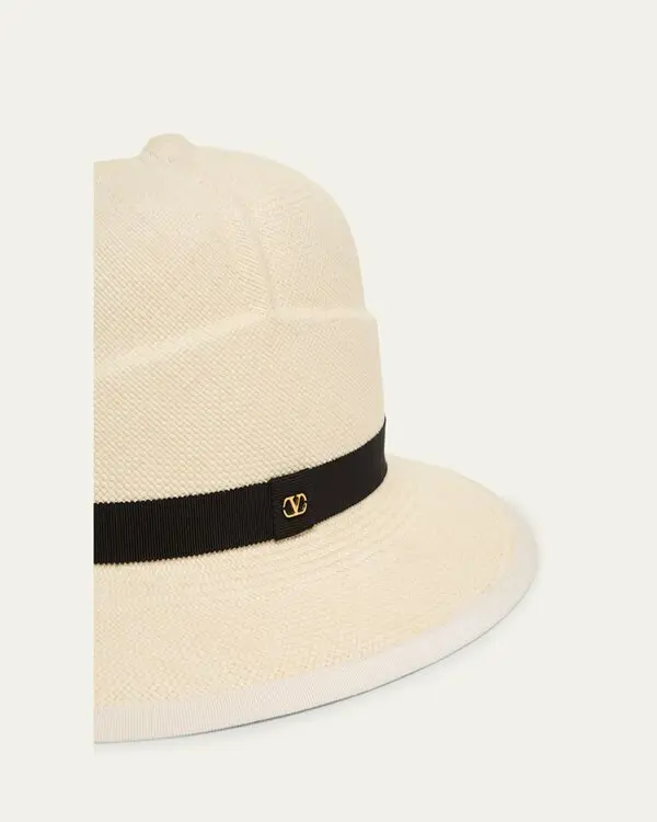 Valentino Garavani Vlogo Signature Large Brim Fedora Hat