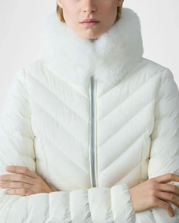 Mackage Lyris Quilted Down Coat With Shearling Trim - Cream