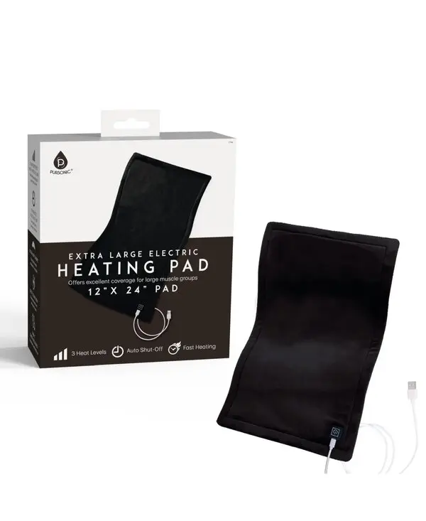PURSONIC Large Electric Heating Pad With Usb-c – 12"x24" - Black