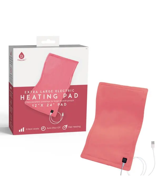 PURSONIC Large Electric Heating Pad With Usb-c – 12"x24" - Pink