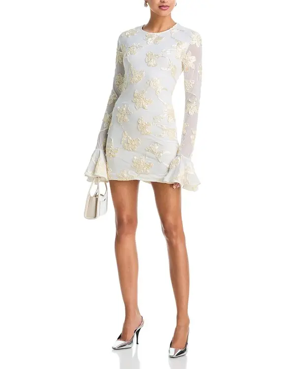 ROTATE BY BIRGER CHRISTENSEN Flower Mesh Mini Dress - Egret