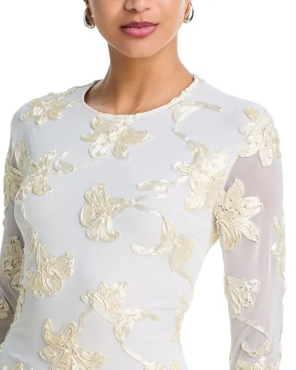 ROTATE BY BIRGER CHRISTENSEN Flower Mesh Mini Dress - Egret
