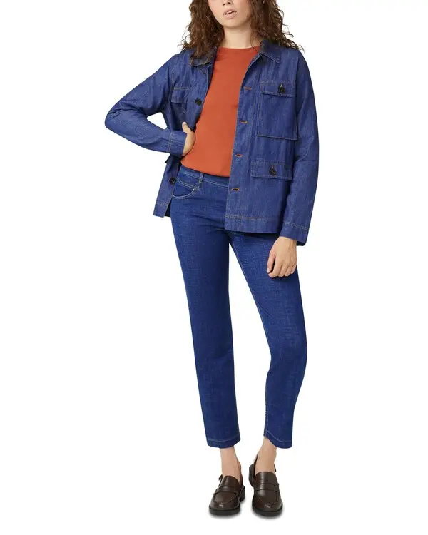 Hue Crosshatch Mid Rise Straight Jeans - Indigo
