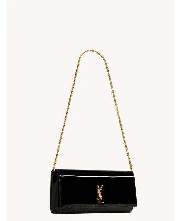 Saint Laurent Kate Clutch In Patent Leather - Black