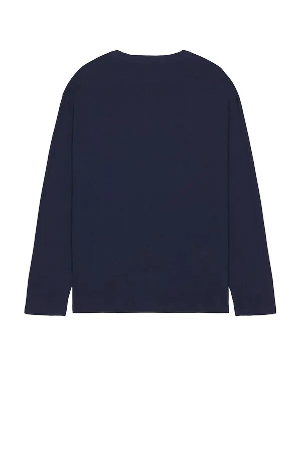 EVERY OTHER THURSDAY Long Sleeve Drape Tee In Blue - Navy