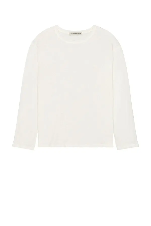 EVERY OTHER THURSDAY Long Sleeve Drape Tee In Blue - Off White