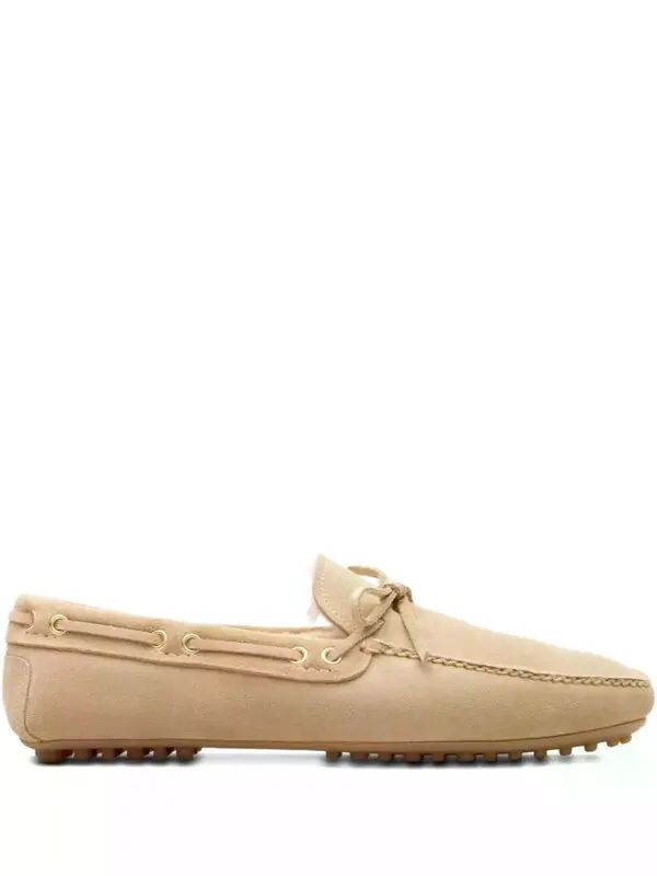 Car Shoe Bow-detailing Suede Loafers - Brown