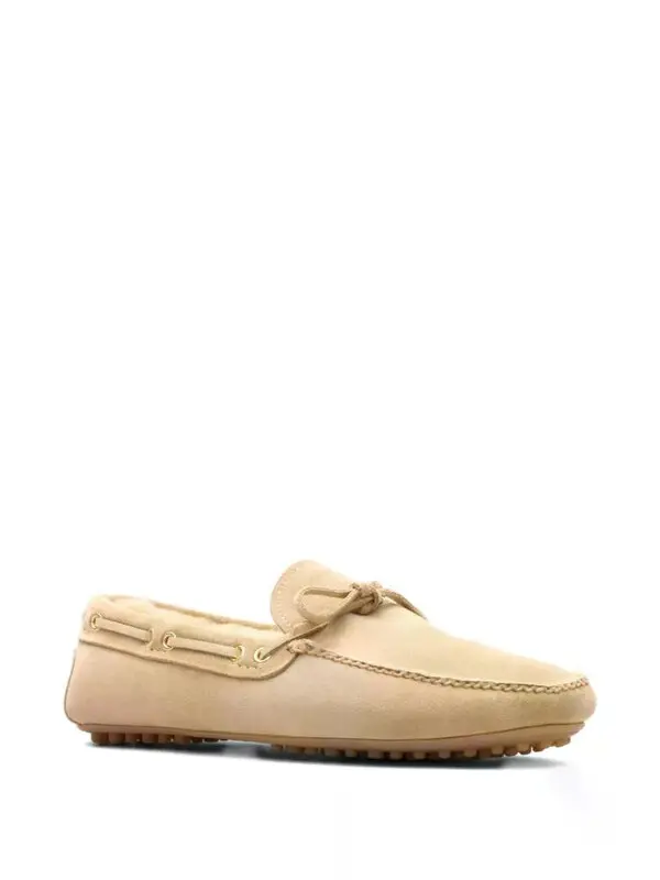 Car Shoe Bow-detailing Suede Loafers - Brown
