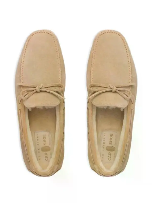 Car Shoe Bow-detailing Suede Loafers - Brown