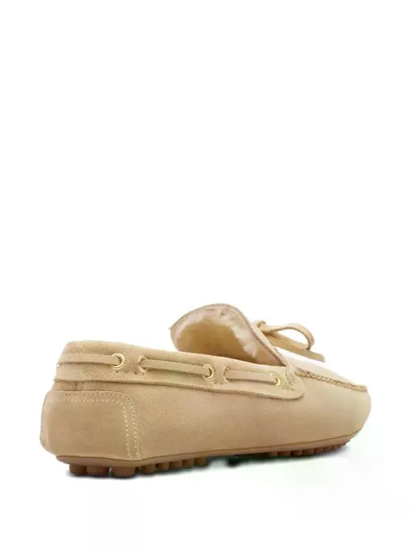 Car Shoe Bow-detailing Suede Loafers - Brown