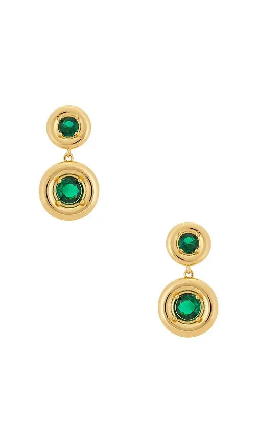 Ettika Gypsy-set Crystal Dangle Earrings - Green & Gold