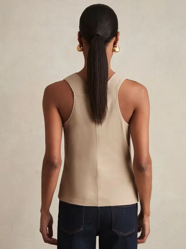 REISS Lyra Ribbed Cowl-neck Vest