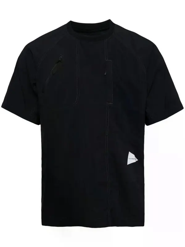 AND WANDER Contrast-stitching Panelled T-shirt