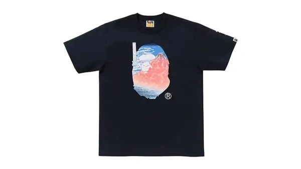 A BATHING APE X Ukiyoe Ape Head Ii Tee Shirt - Navy Blue