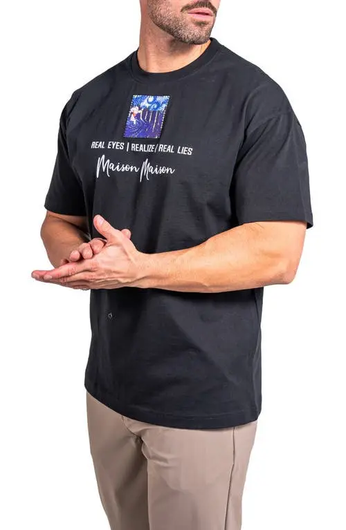 MACEOO Ascension Eyes Appliqué Cotton Graphic T-shirt