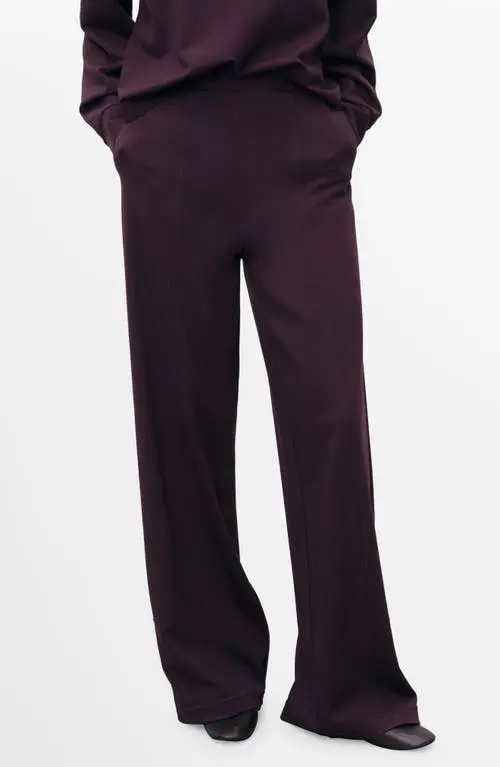 Mango Elastic Waist Trousers - Burgundy