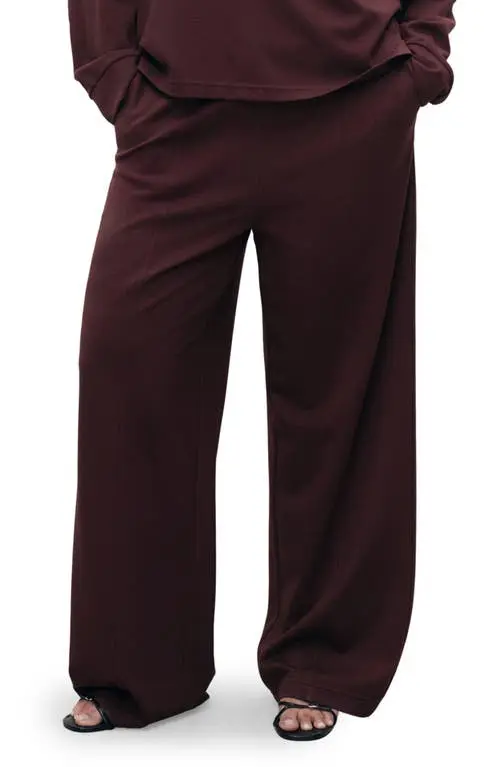 Mango Elastic Waist Trousers - Burgundy