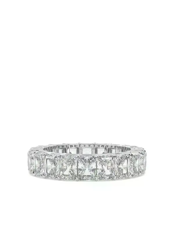 TILLA 14k White Gold Diamond Wedding Band Ring - Silver