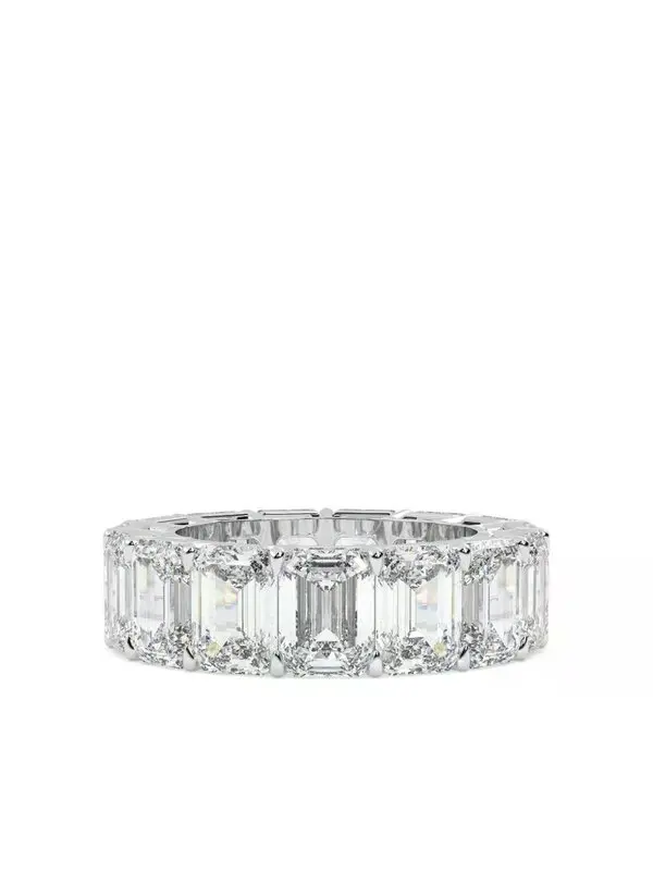 TILLA 14k White Gold 14.0 Tcw Diamond Eternity Ring - Silver