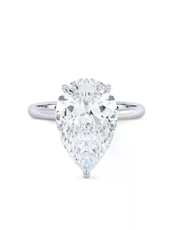 TILLA 14k White Gold Pear Diamond Solitaire Ring - Silver
