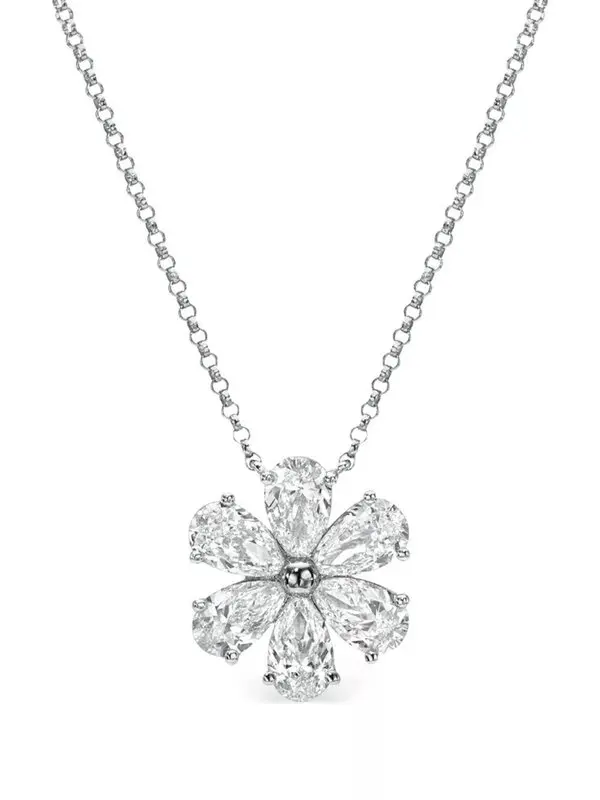 TILLA 14k White Gold Diamond Cluster Necklace - Silver