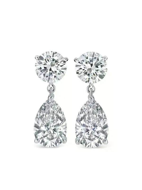 TILLA 14k White Gold 4ctw Diamond Teardrop Earrings - Silver