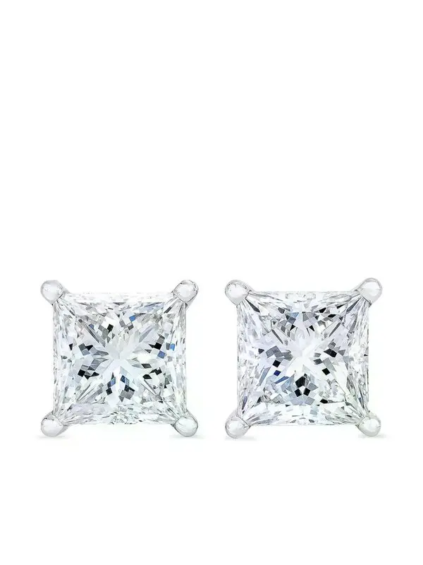 TILLA 14k White Gold Diamond Stud Earrings - Silver