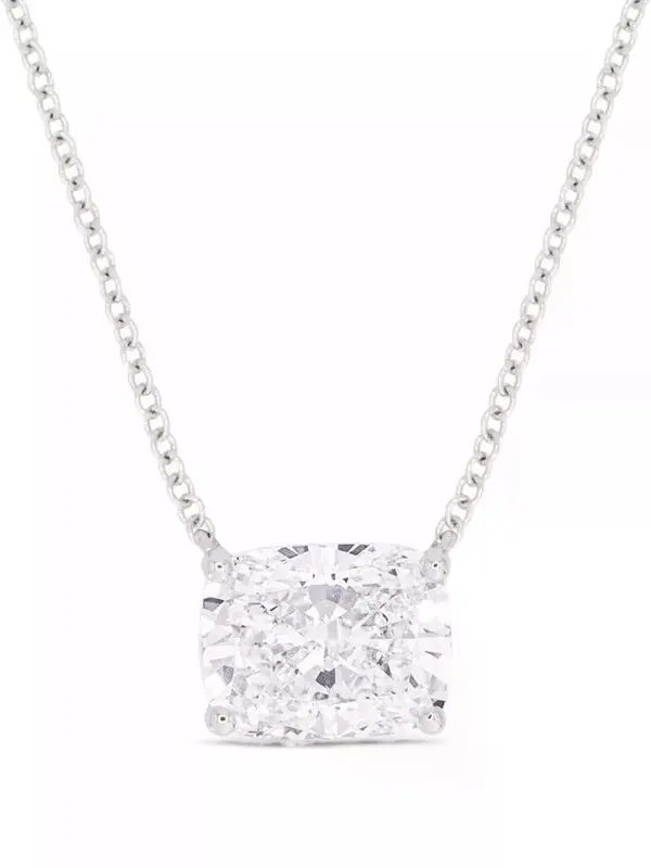 TILLA 14k White Gold 3.0 Carat Diamond Solitaire Necklace - Silver