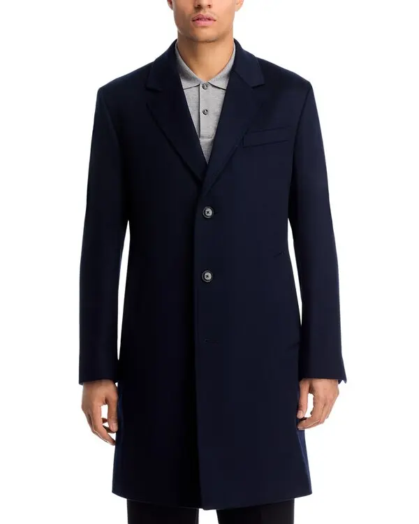 BOSS Jared Wool & Cashmere Regular Fit Topcoat - Dark Blue