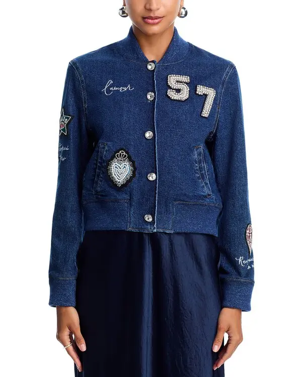 Cinq À Sept Varsity Denim Dominique Jacket