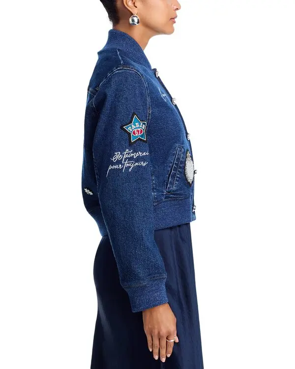Cinq À Sept Varsity Denim Dominique Jacket