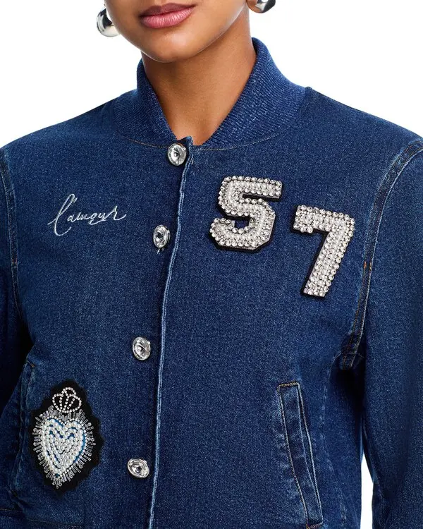 Cinq À Sept Varsity Denim Dominique Jacket