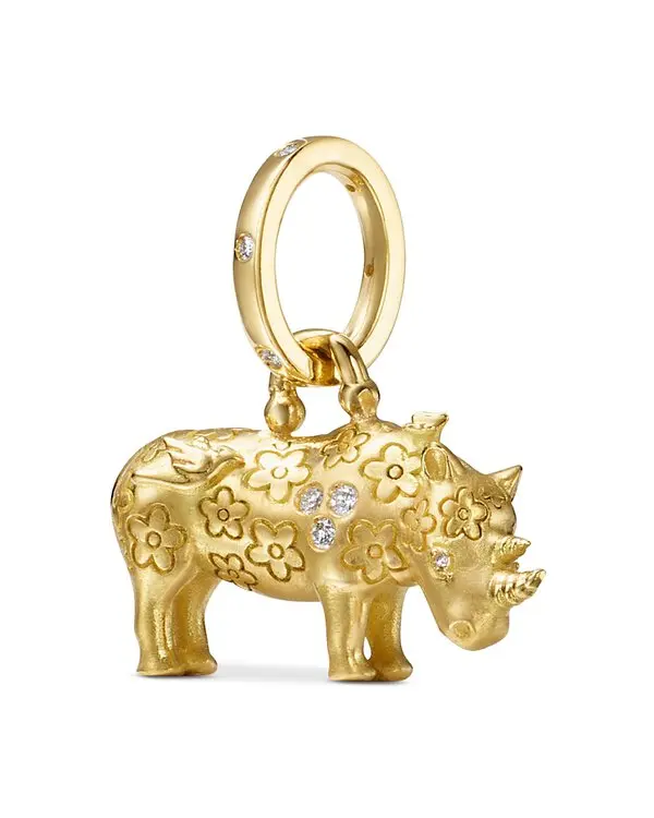 Temple St. Clair 18k Yellow Fj Diamond Kifaru Rhino Pendant - Gold