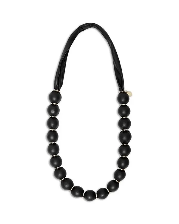 Max Mara Fachiro Leather Maxi Ball Necklace - Black