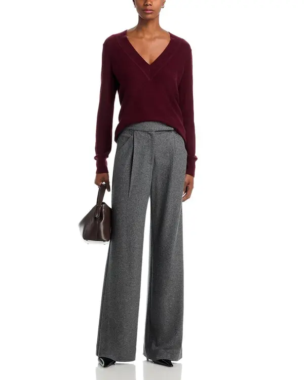 Veronica Beard Marbeau Wide Leg Trousers - Medium Heather Grey