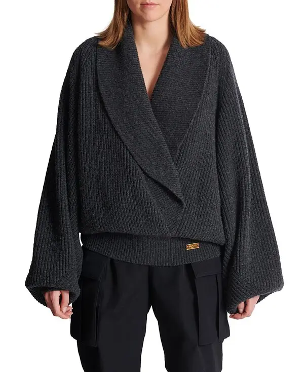 Balmain Oversized Wrap Knit Jumper - Grey