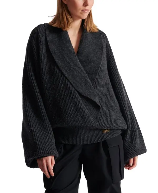 Balmain Oversized Wrap Knit Jumper - Grey