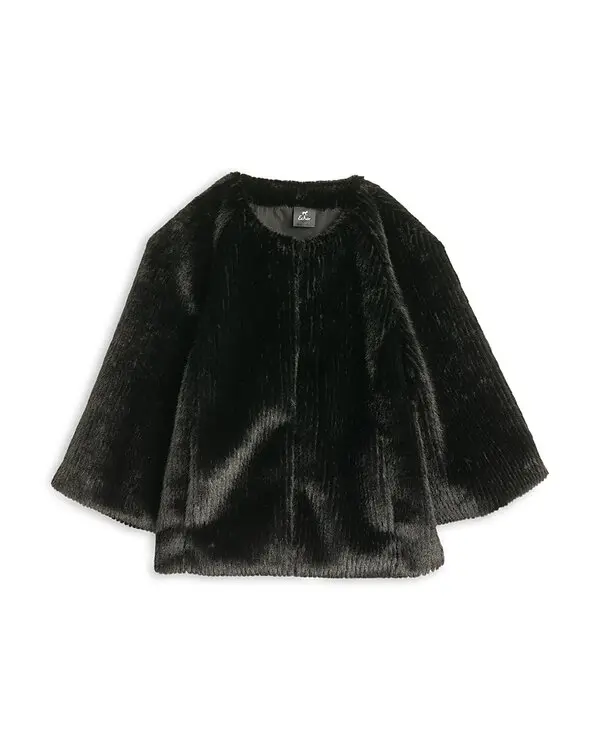 Echo Collarless Faux Fur Jacket - Black