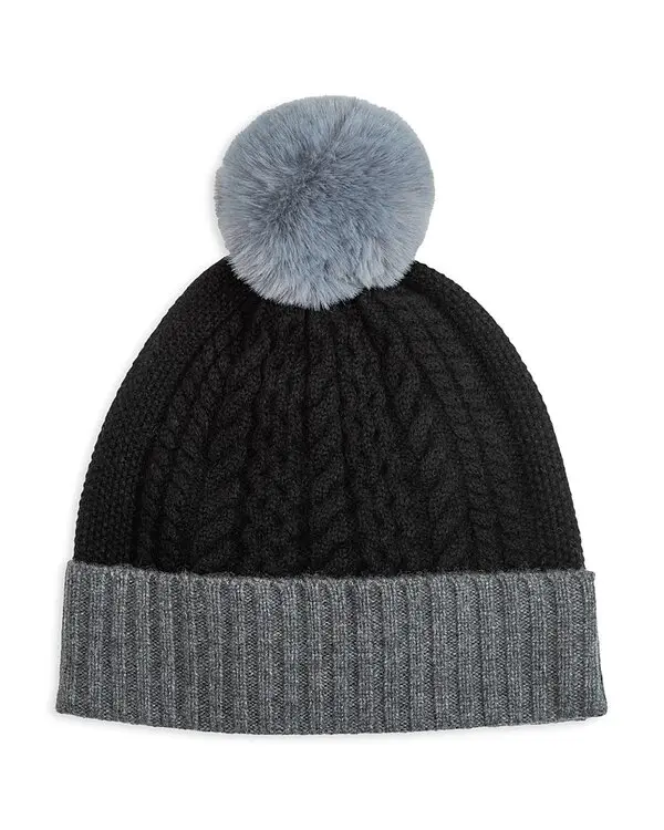 Echo Color Block Cable Knit Beanie - Black