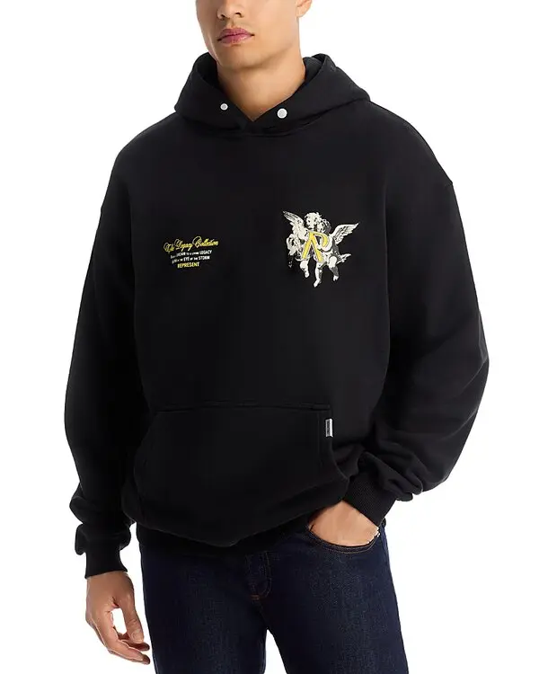 REPRESENT Oversized Legacy Cherubs Hoodie - Jet Black