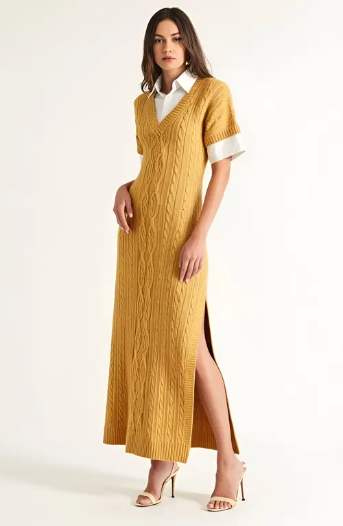 MODENAIRE Cable-knit Maxi Dress With Slit