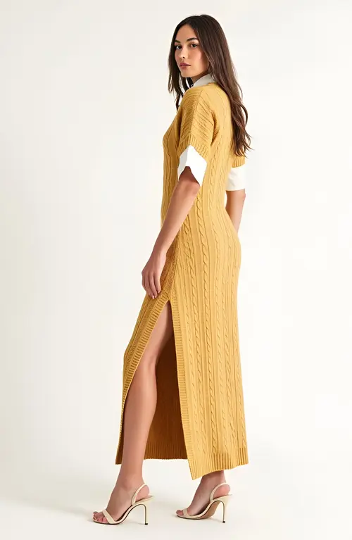 MODENAIRE Cable-knit Maxi Dress With Slit