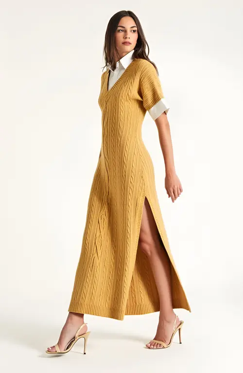 MODENAIRE Cable-knit Maxi Dress With Slit