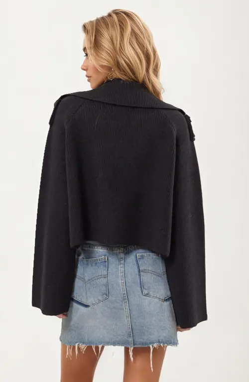 KNIT & LOUNGE Double-breasted Cropped Knit Jacket